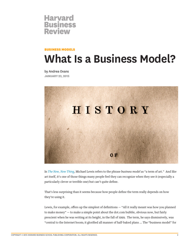 5-What Is A Business Model - Ovan - HBR | PDF | Business Model | Copyright