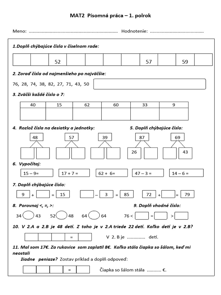 MAT2 Písomná Práca - I. Polrok | PDF