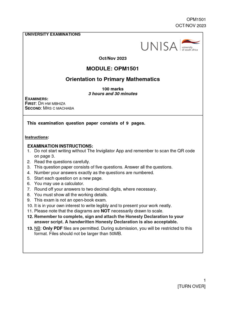 Opm1501 - Nov 2023 | PDF | Constructivism (Philosophy Of Education ...