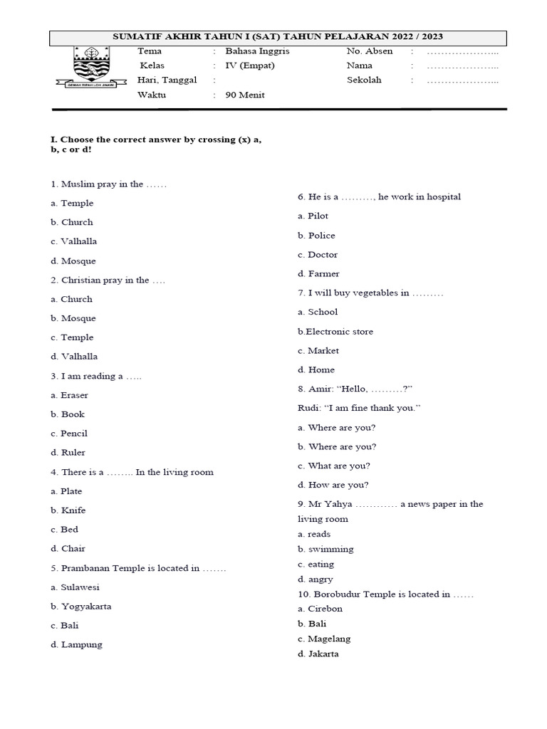 PAS BHS INGGRIS KLS 4 | PDF