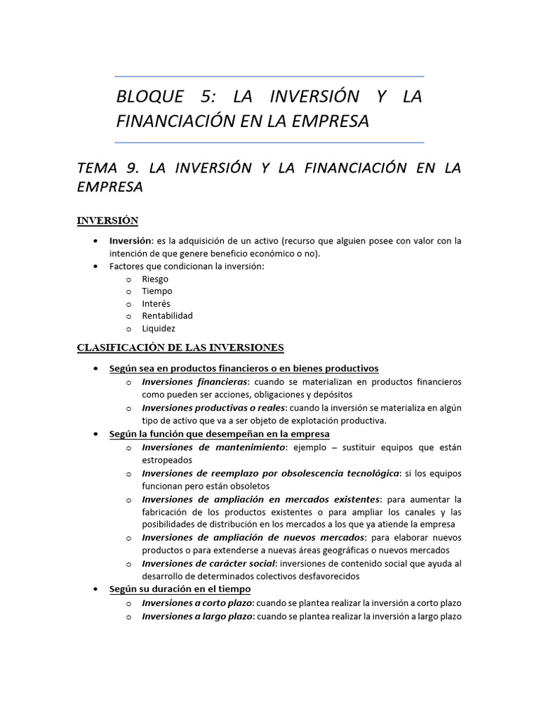 Bloque 5 | PDF | Bancos | Inversiones