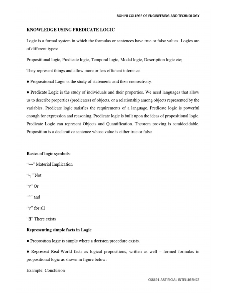 Knowledge Representation | PDF | First Order Logic | Logic