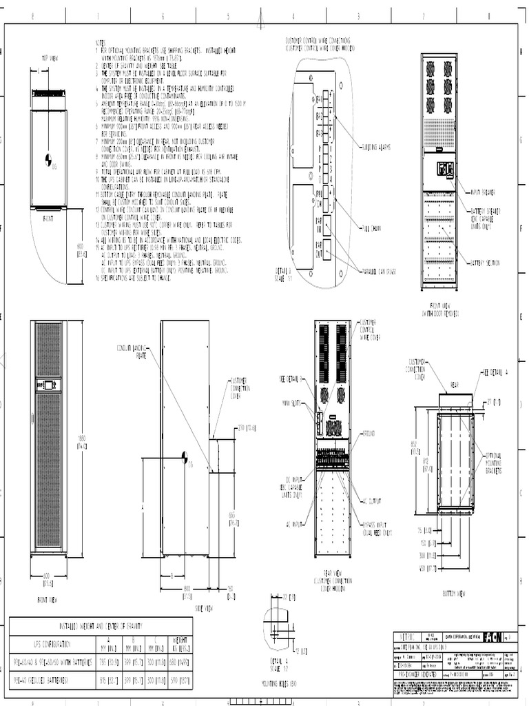 Eaton 93e Ups 40kva 60kva Techdrawing | PDF