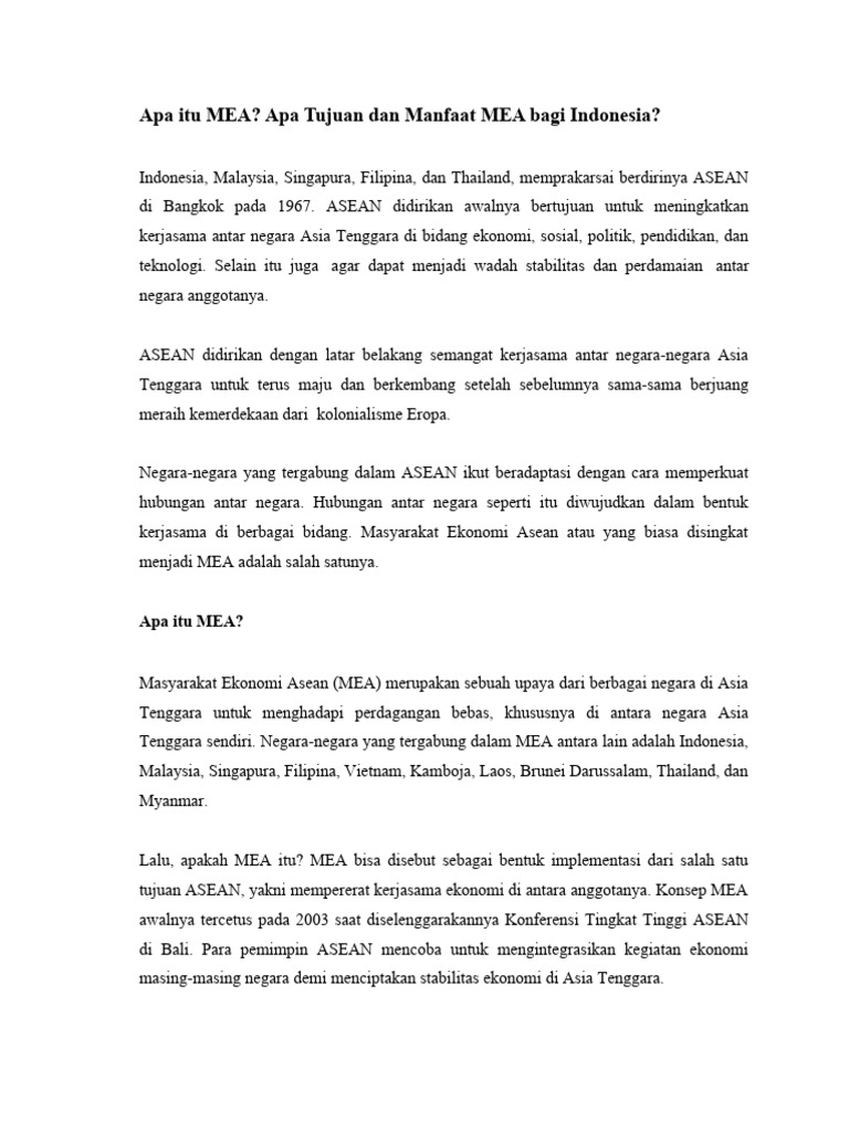 Apa itu MEA | PDF