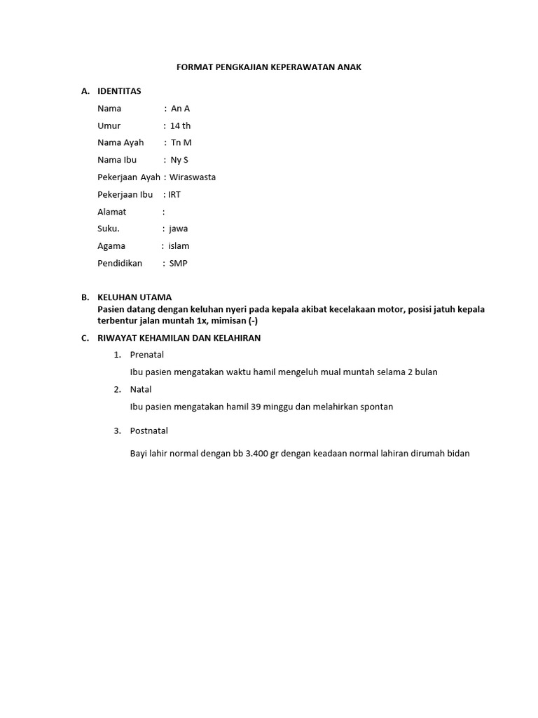 Format Askep Anak FIXXX | PDF