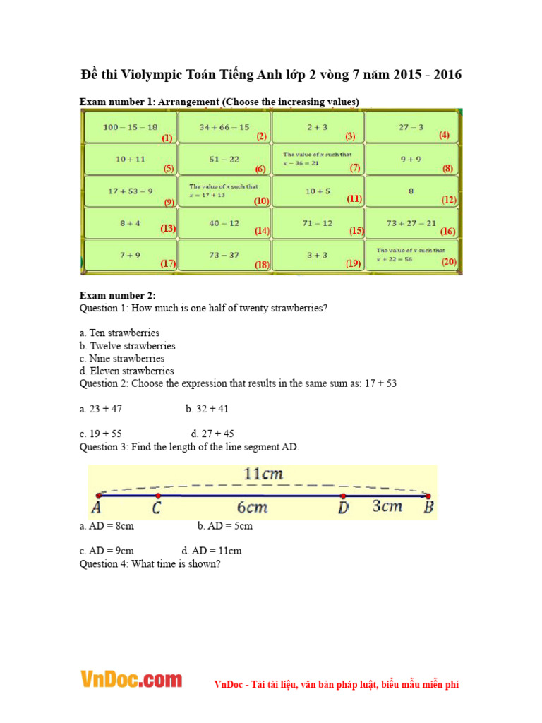 Bo de Thi Violympic Toan Tieng Anh Lop 2 Tat Ca Cac Vong Co Dap An 2 ...
