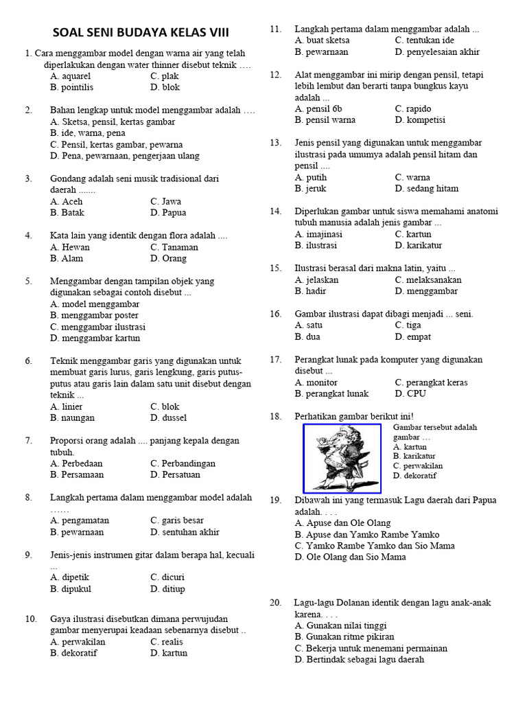 Soal Seni Budaya Kelas Viii | PDF
