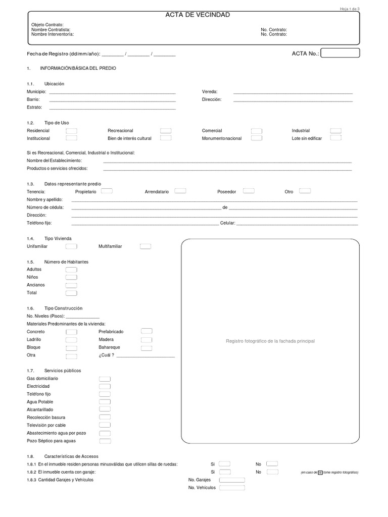 Acta de Vecindad: Información Predial y Estado | PDF | Materiales