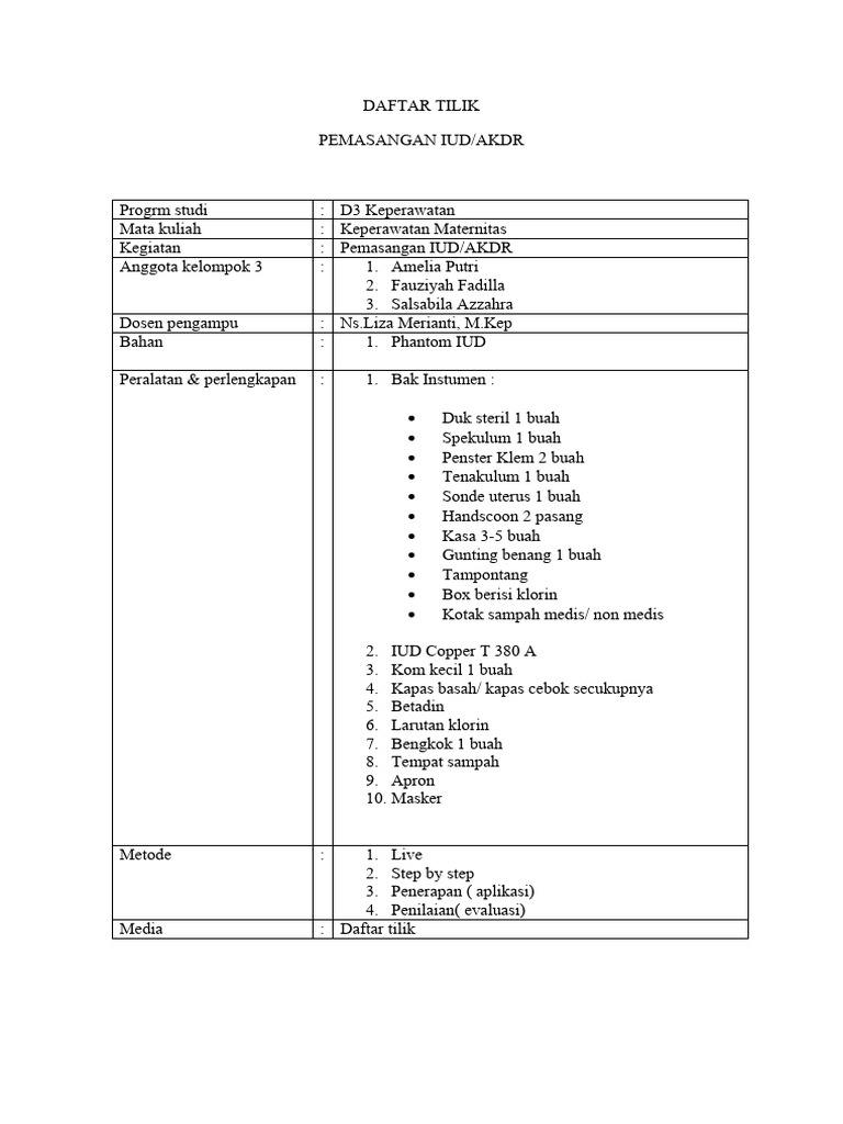 Prosedur Pemasangan IUD dengan Gunting Benang | PDF