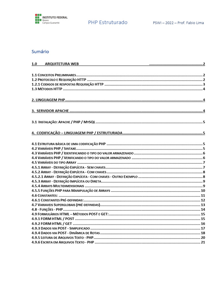 psw1 Apostila | PDF | Redes | Internet e Web