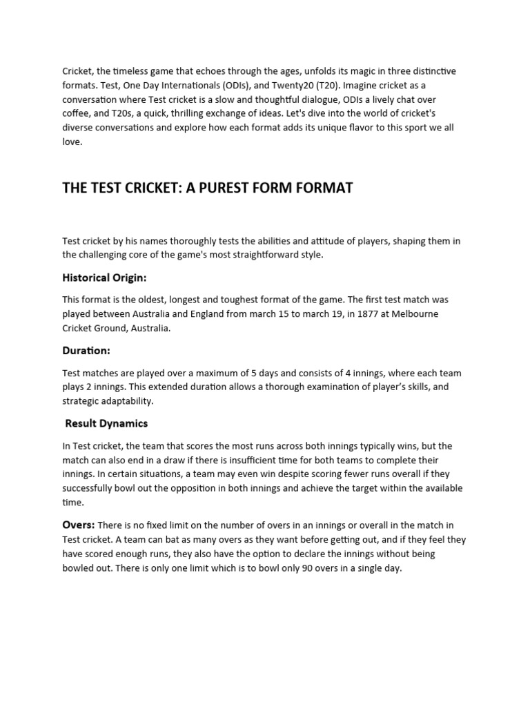 Cricket Formats | PDF