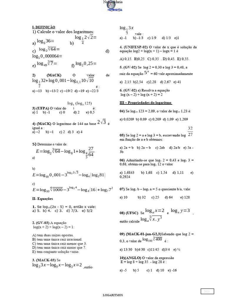 Logaritmo | PDF