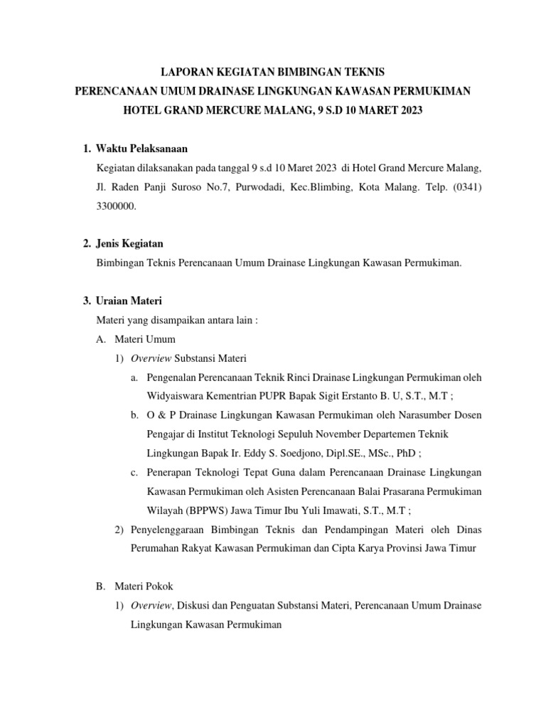 Laporan Bimtek 1 | PDF