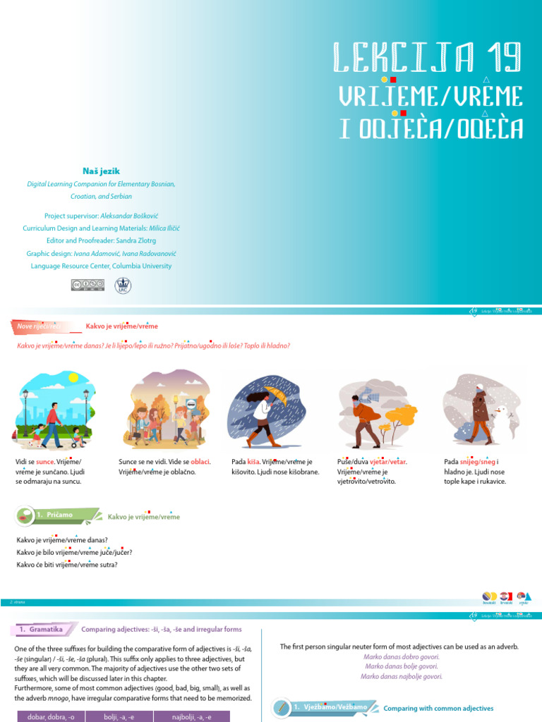 Lekcija 19 Vrijeme I Odjeća Vreme I Odeća | PDF