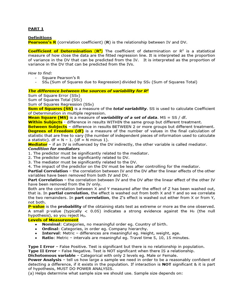 Stats Part1 | PDF | Coefficient Of Determination | Regression Analysis