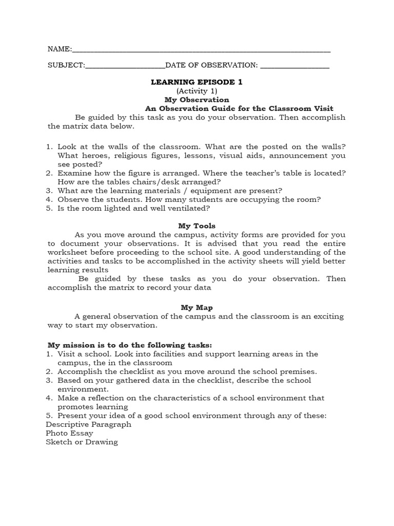 Activity 1 Edited | Download Free PDF | Classroom | Learning