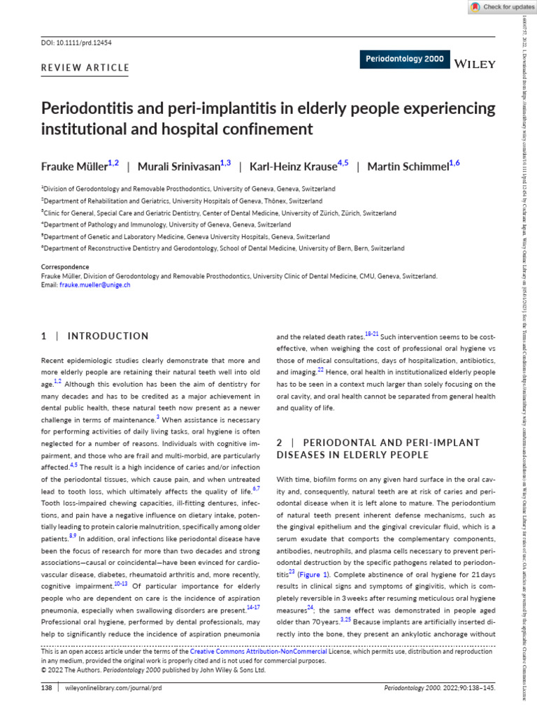 Periodontology 2000 - 2022 - M ller - Periodontitis and peri%E2%80 ...