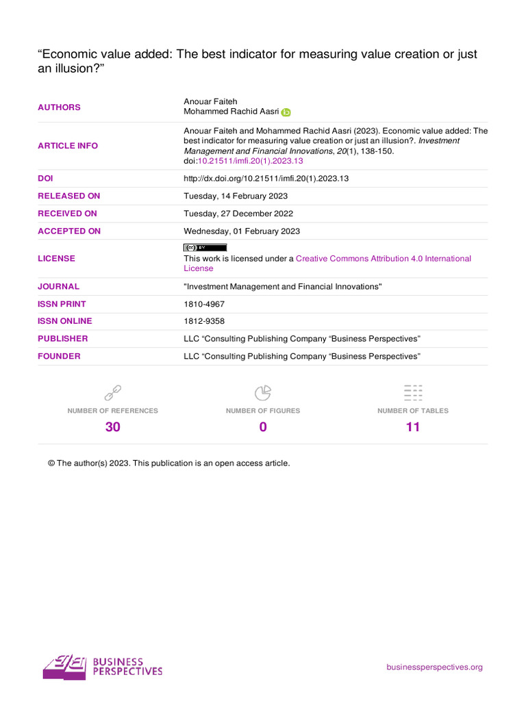 Economic Value Added The Best Indicator For Measur | Download Free PDF | Errors And Residuals ...