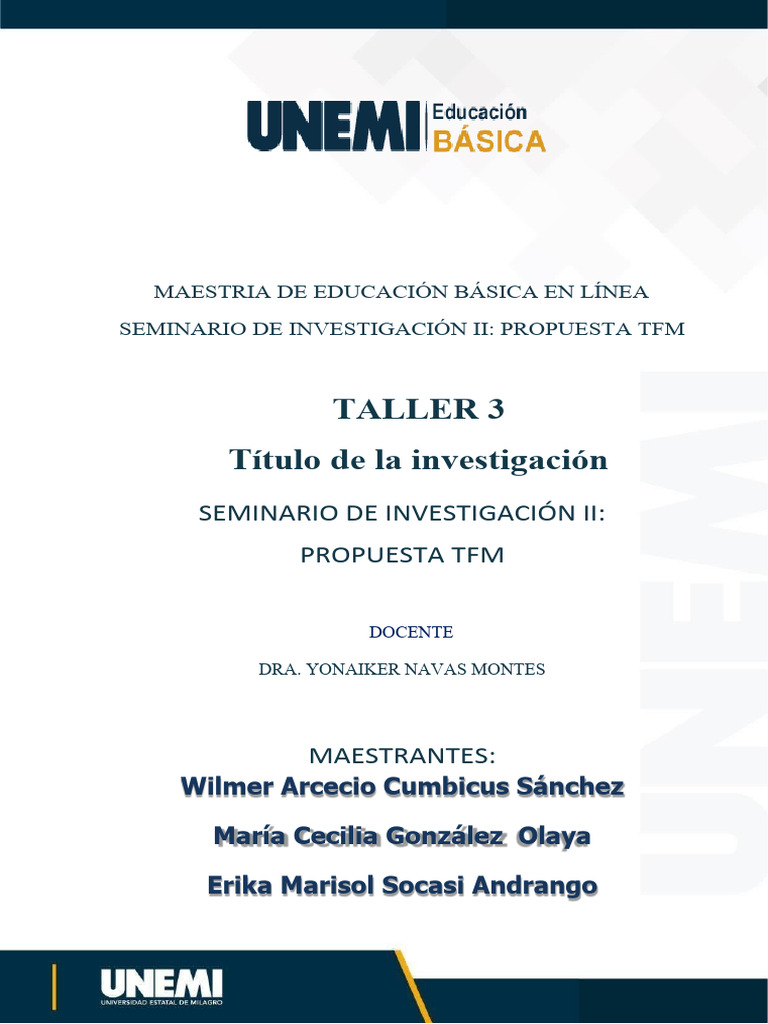 Taller 3 Módulo TFM 2 Maestría en Educación | PDF | Comprensión lectora ...