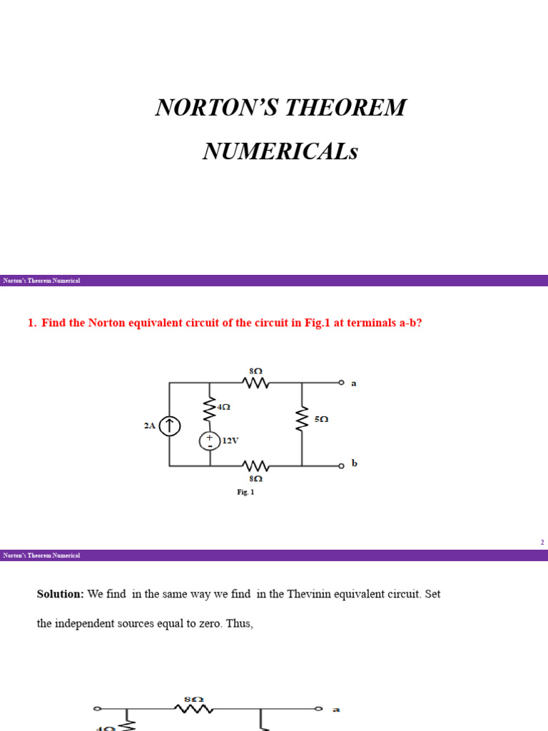 Norton's Theorem Numerical | PDF | Electrical Network | Electronic Circuits