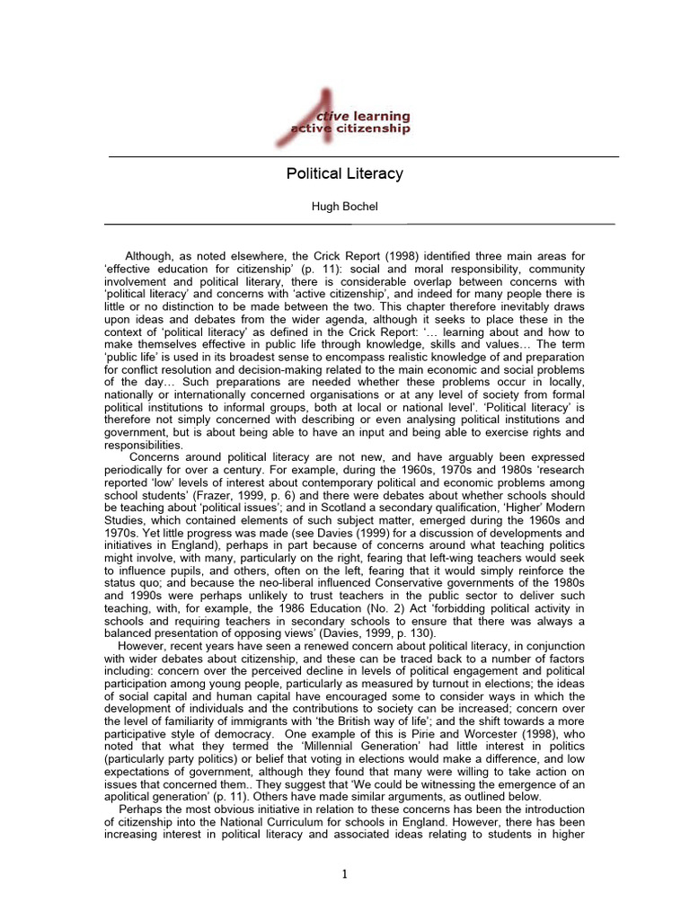 Political Literacy | PDF | Curriculum | Literacy