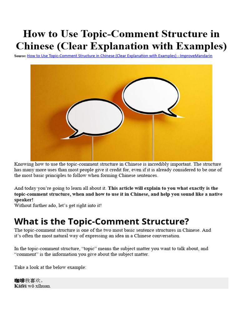The Topic - Comment Structure | Download Free PDF | Chinese Language ...