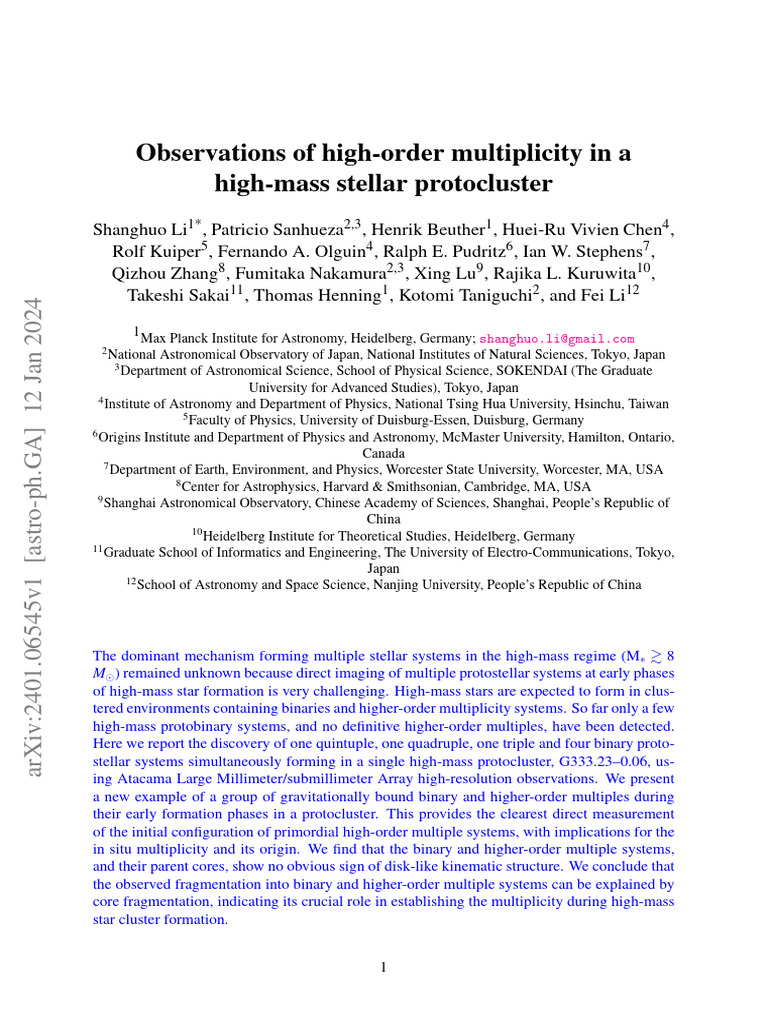 Observations of High-Order Multiplicity in A High-Mass Stellar ...