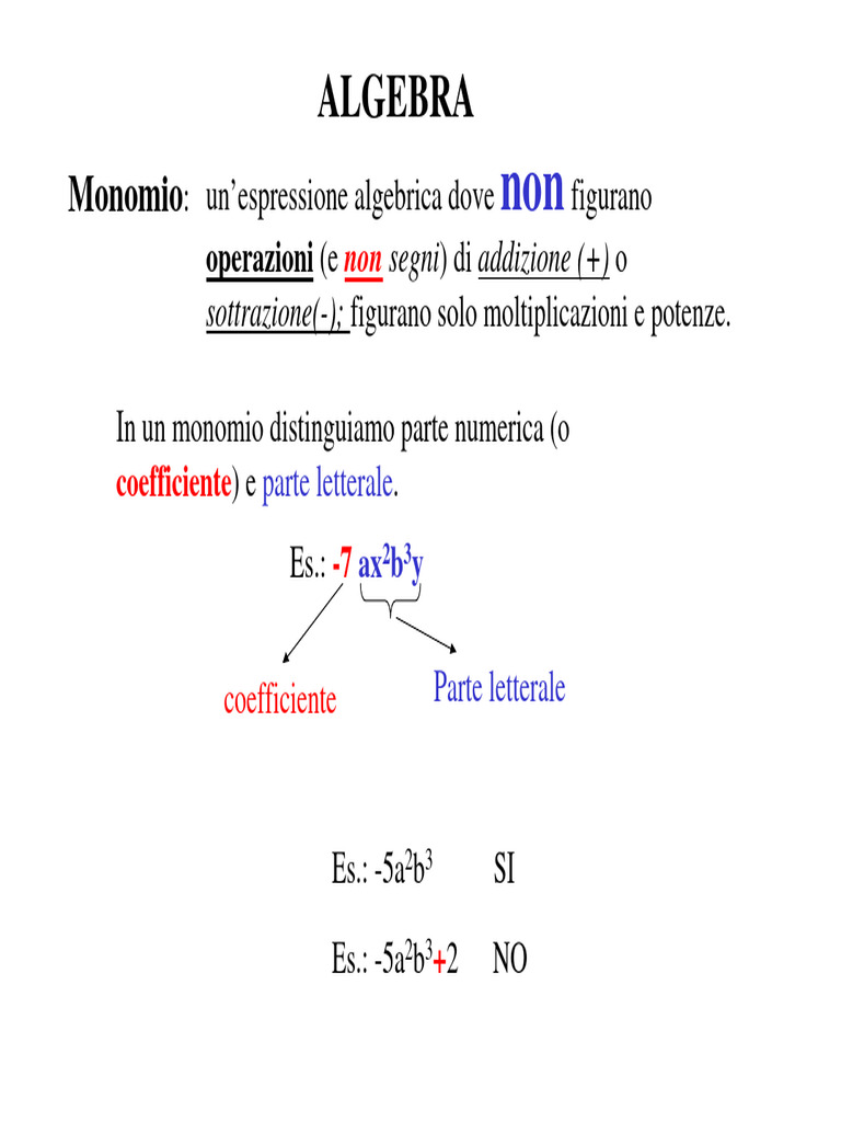 Monomi e Polinomi | PDF