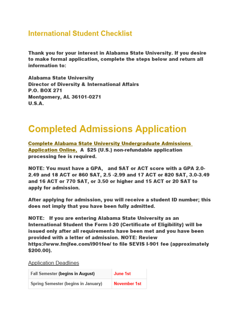 International Student Checklist | PDF | Test Of English As A Foreign ...