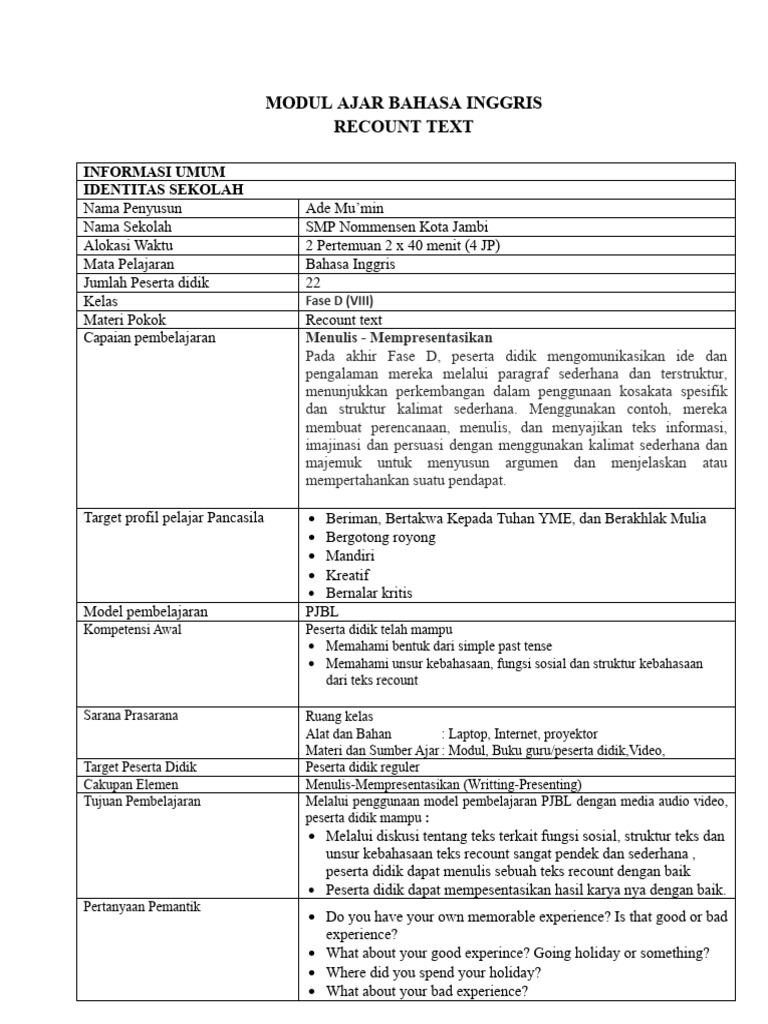 Modul Recount (Monday) | PDF