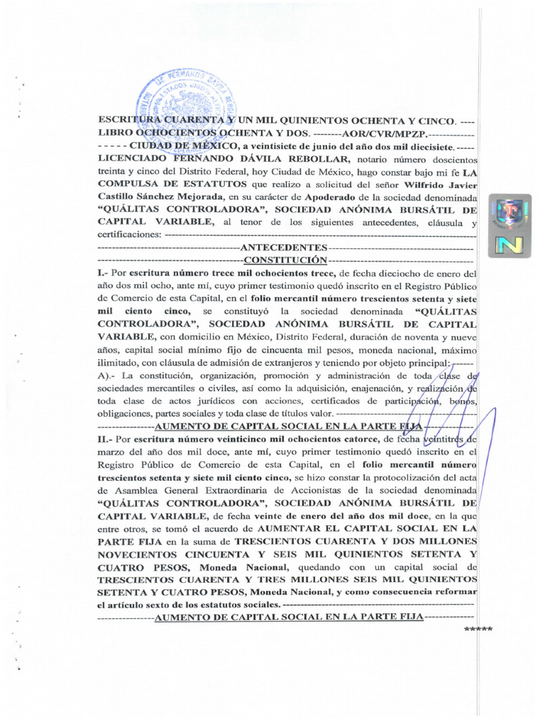 Compulsa de Estatutos Sociales QC 1 | PDF