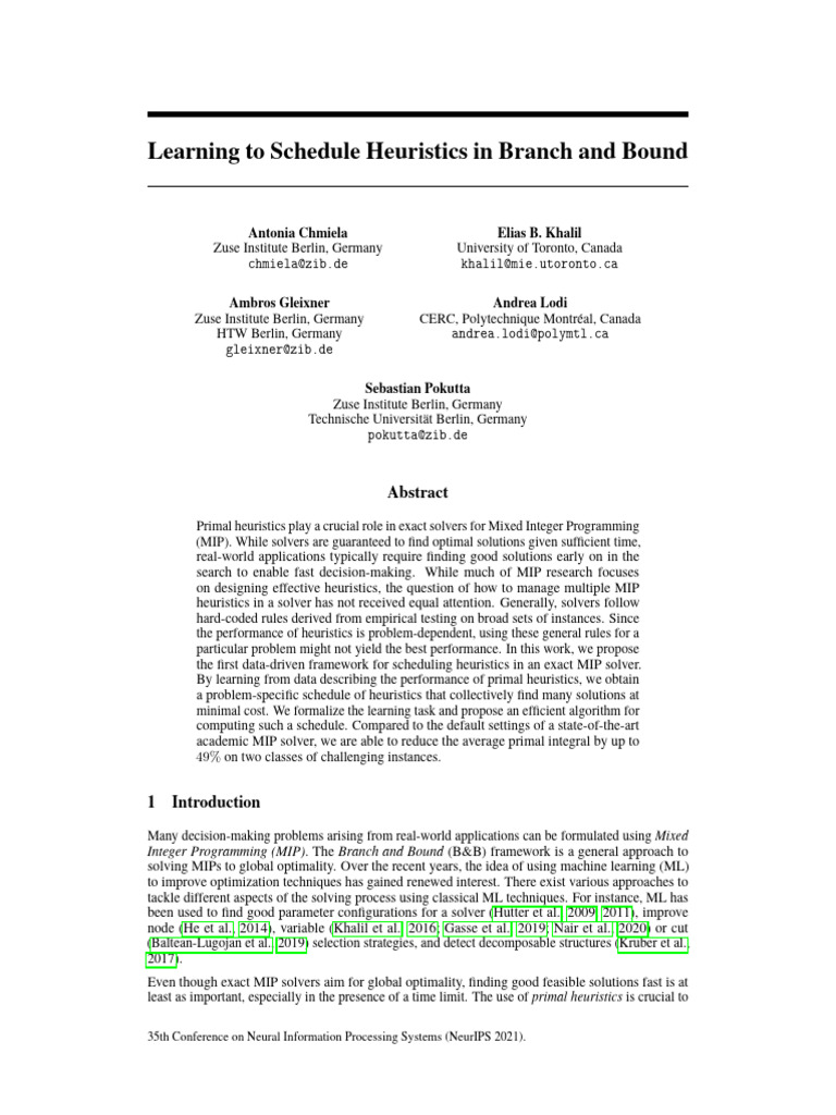Learning To Schedule Heuristic Pdf Mathematical Optimization Linear Programming