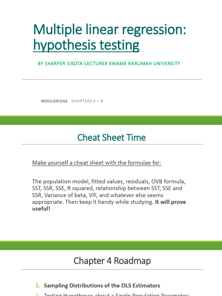 Sampling Distributions Of The Ols Estimators Pdf Ordinary Least Squares Regression Analysis