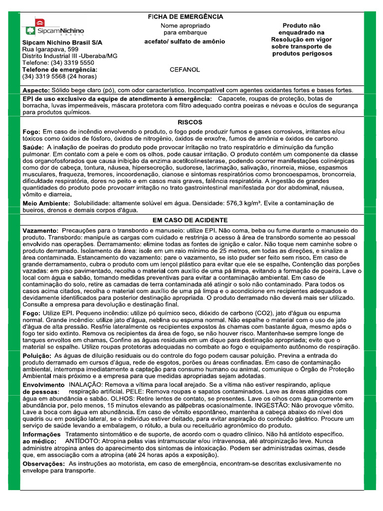 Cefanol Sipcam Nichino | PDF