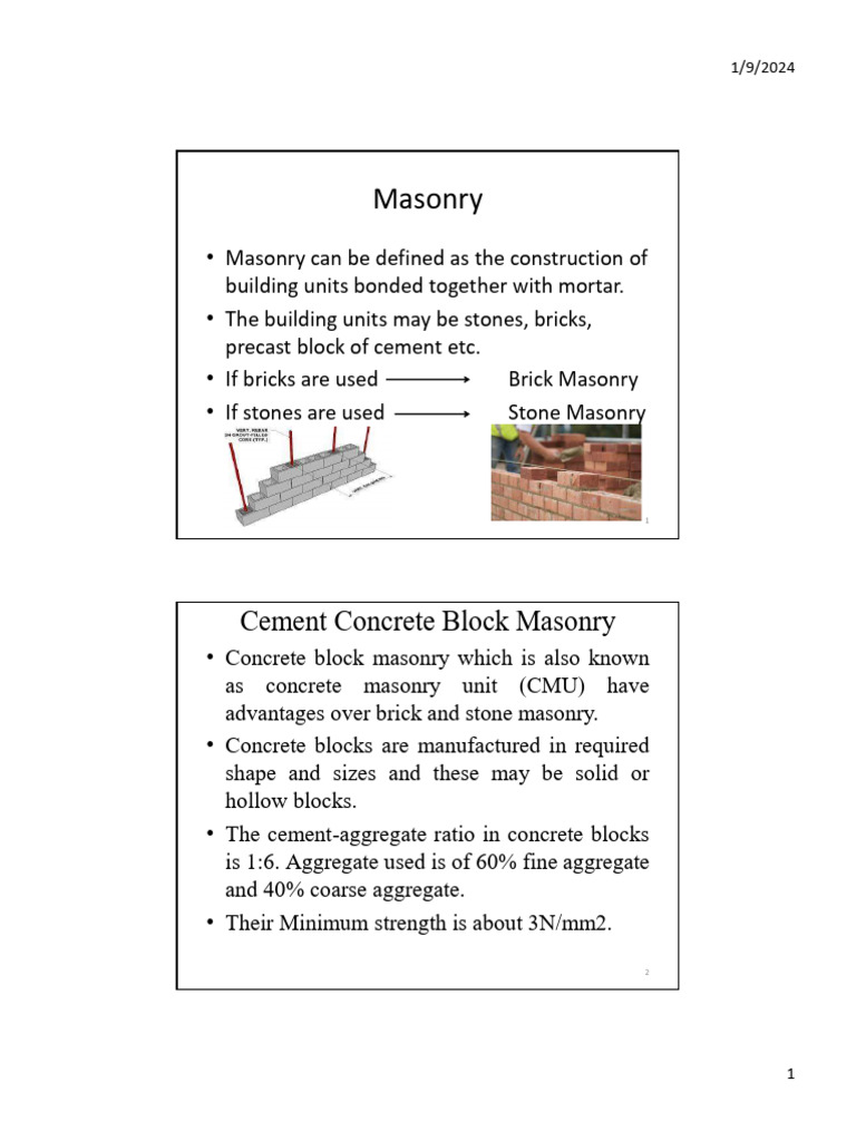 Chapter 3 Full Note | PDF | Masonry | Concrete