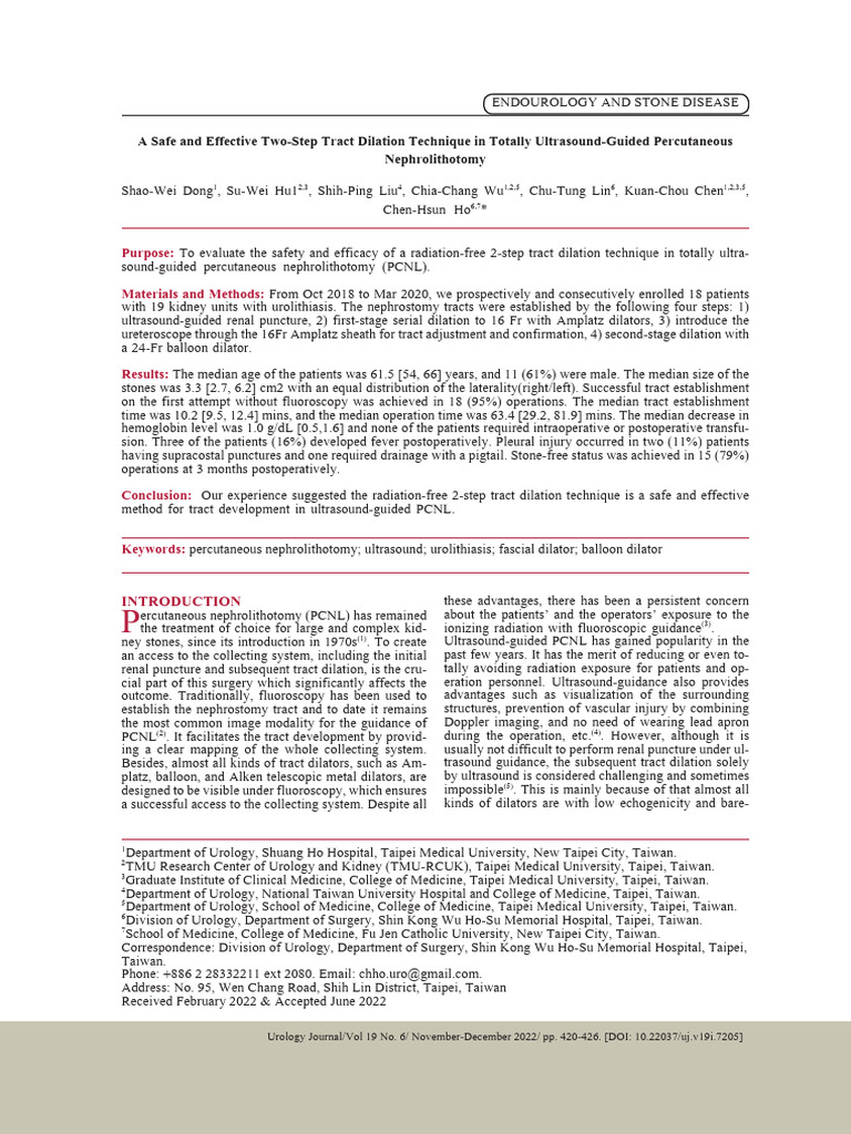 A Safe and Effective Two-Step Tract Dilation Technique in Totally ...