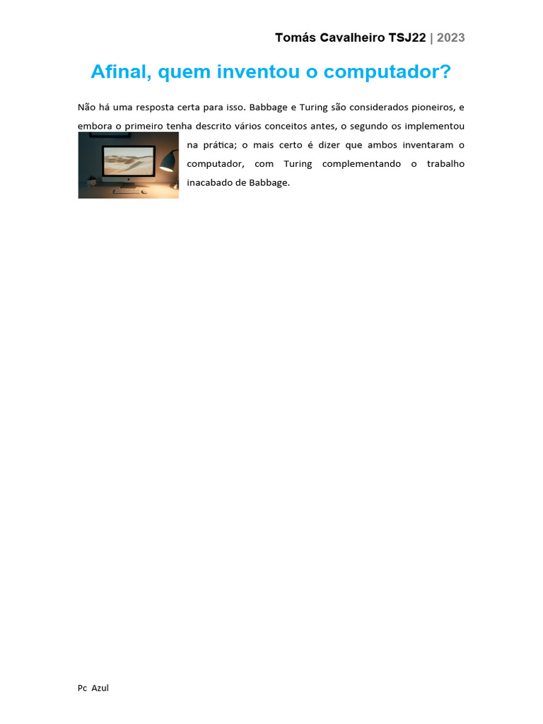 Turing e Babbage: Pioneiros do Computador | PDF