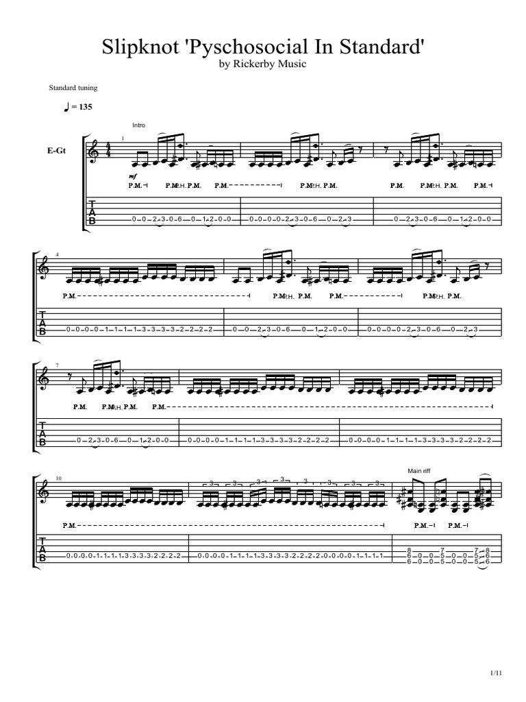 Slipknot "Psychosocial" Guitar Tab | PDF | Songs | Rock Music