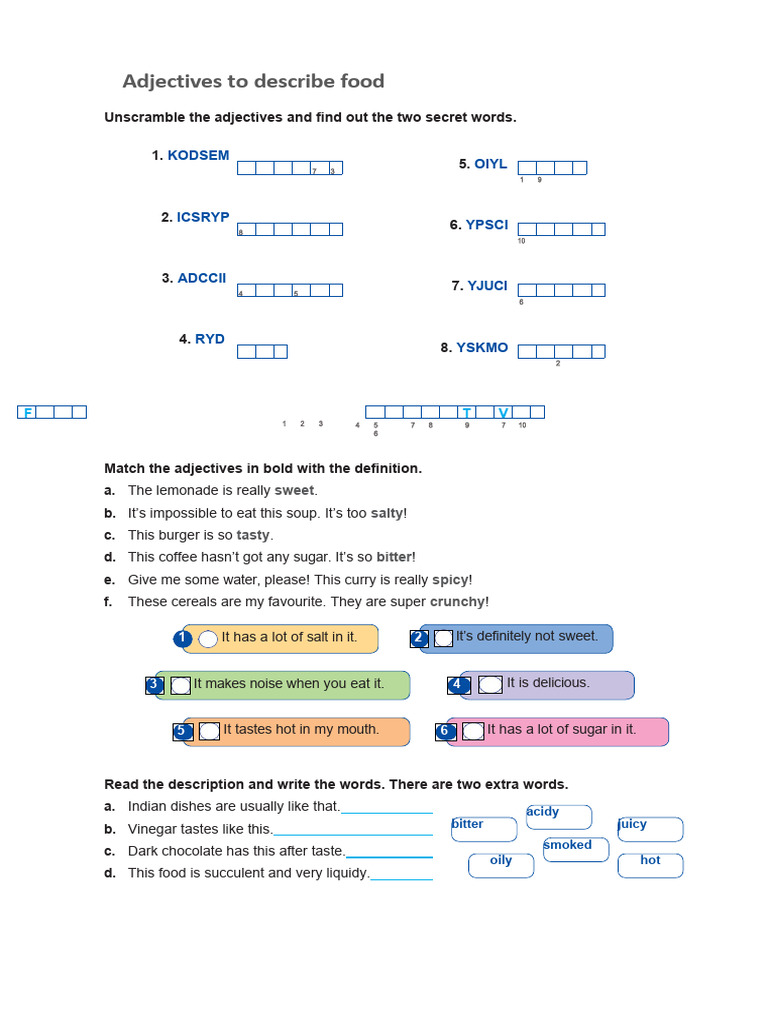 Adjectives To Describe Food | PDF | Home | Western Cuisine