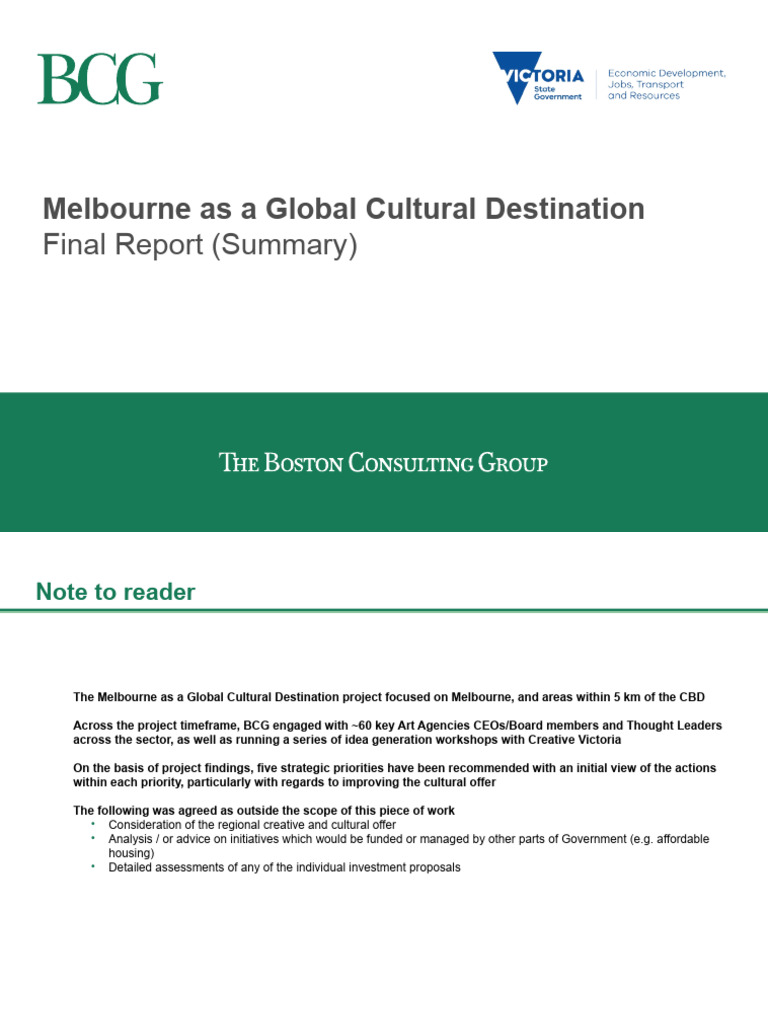 BCG Melbourne As A Global Cultural Destination Summary For CV Website 1 ...