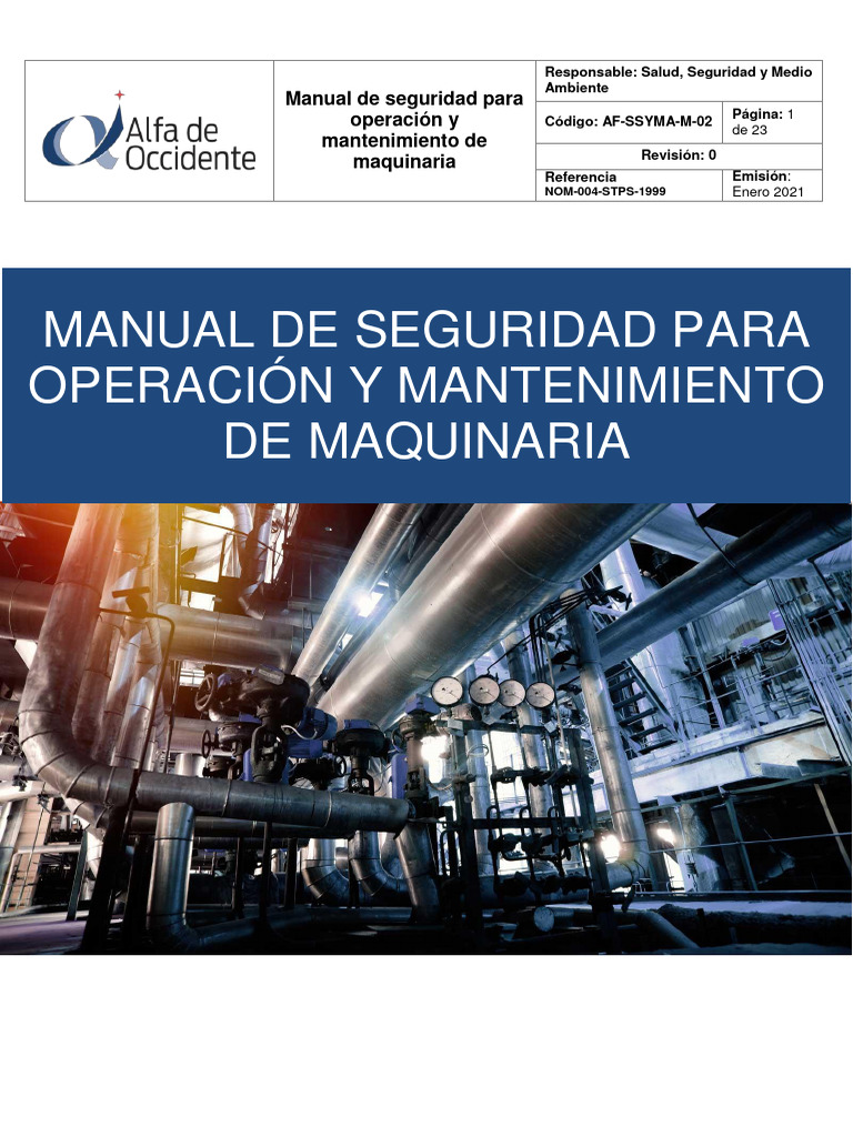 247-Manual de Seguridad para Operación y Mantenimiento de Maquinaria y Equipo | PDF | Máquina ...