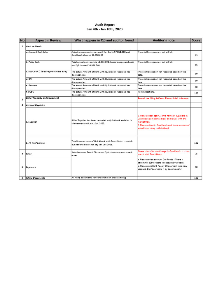Audit Report-Complete | PDF | Quick Books | Equity (Finance)