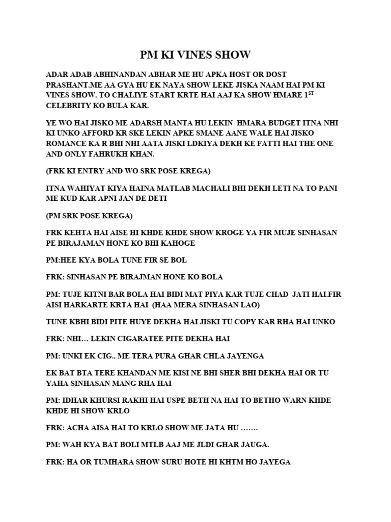 PM Ki Vines Show | PDF