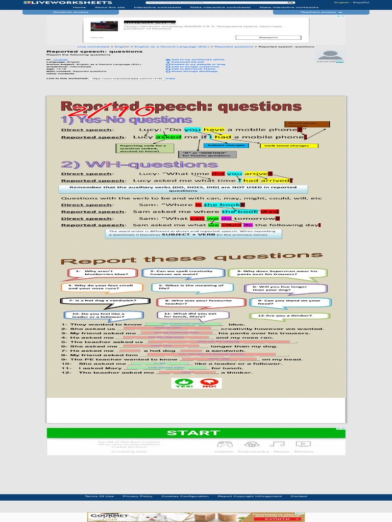 Reported Speech Questions Activity | PDF | Software | Computing