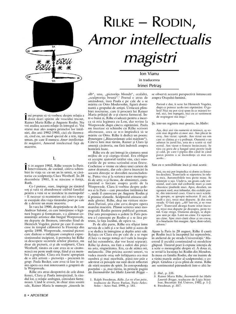 Rilke Rodin. Apostrof | PDF