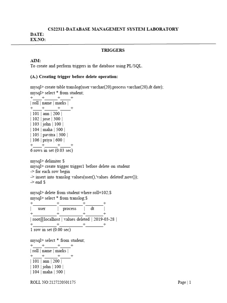 Kirthana DBMS Ex8 | PDF | Data Management Software | Application Software Kirthana DBMS Ex8 | PDF | Data Management Software | Application Software