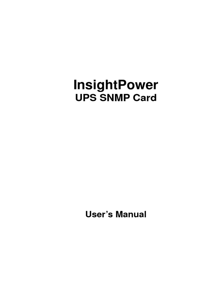 InsightPower SNMP Card User's Manual (English) | PDF | Ip Address | Port (Computer Networking)