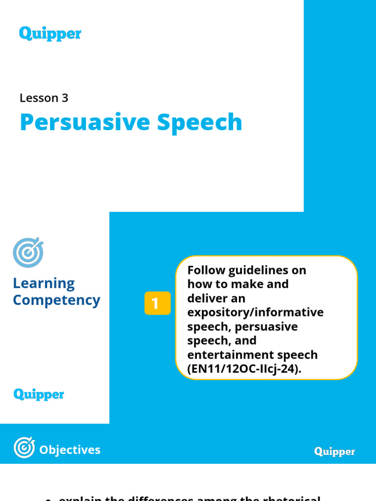 Oral Communication_Grade 11_Unit 9_Lesson 3_Persuasive Speech | PDF ...