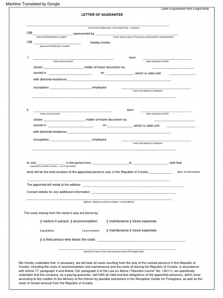 Croatia Invitation Letter Translate | PDF | Travel Visa | Identity Document