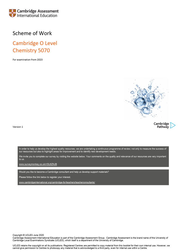 5070 Scheme of Work (For Examination From 2023) | PDF